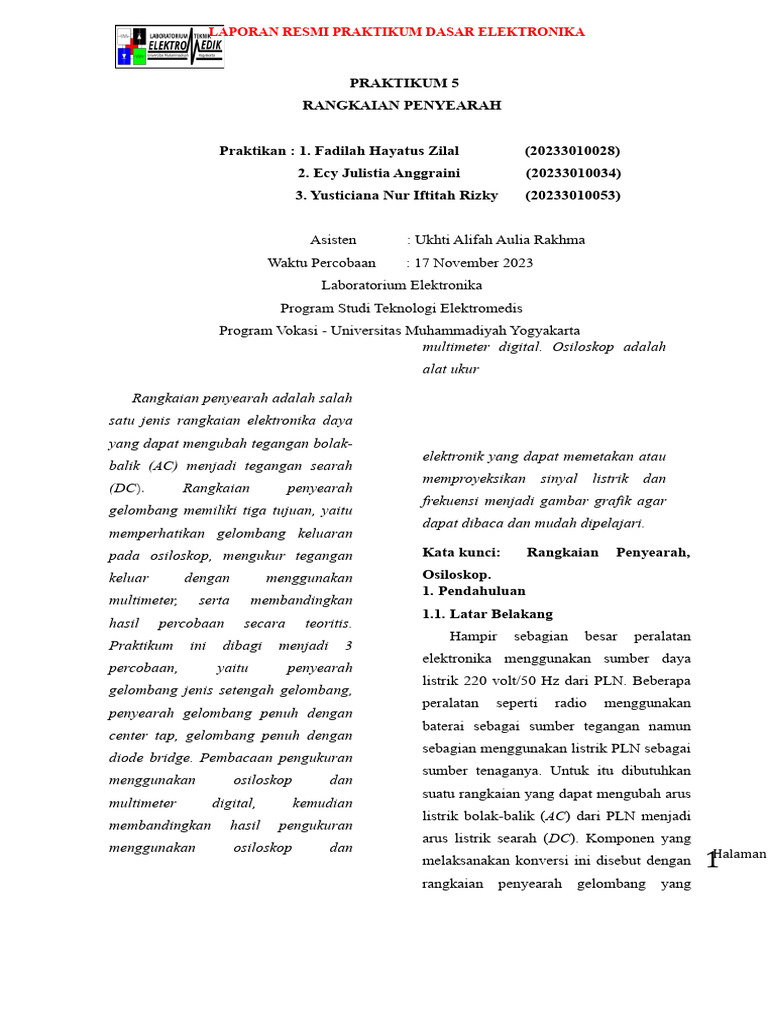 Laporan Resmi Eldas 5 | PDF | Sains & Matematika