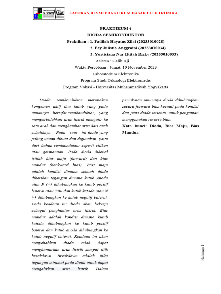 Laporan Resmi Eldas 4 | PDF | Sains & Matematika