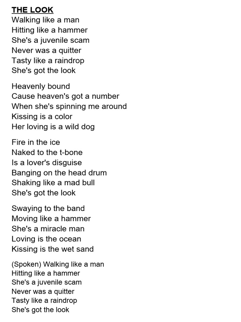 The Look - Roxette LYRICS | PDF