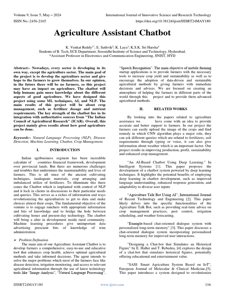 Agriculture Assistant Chatbot | PDF | Artificial Intelligence ...