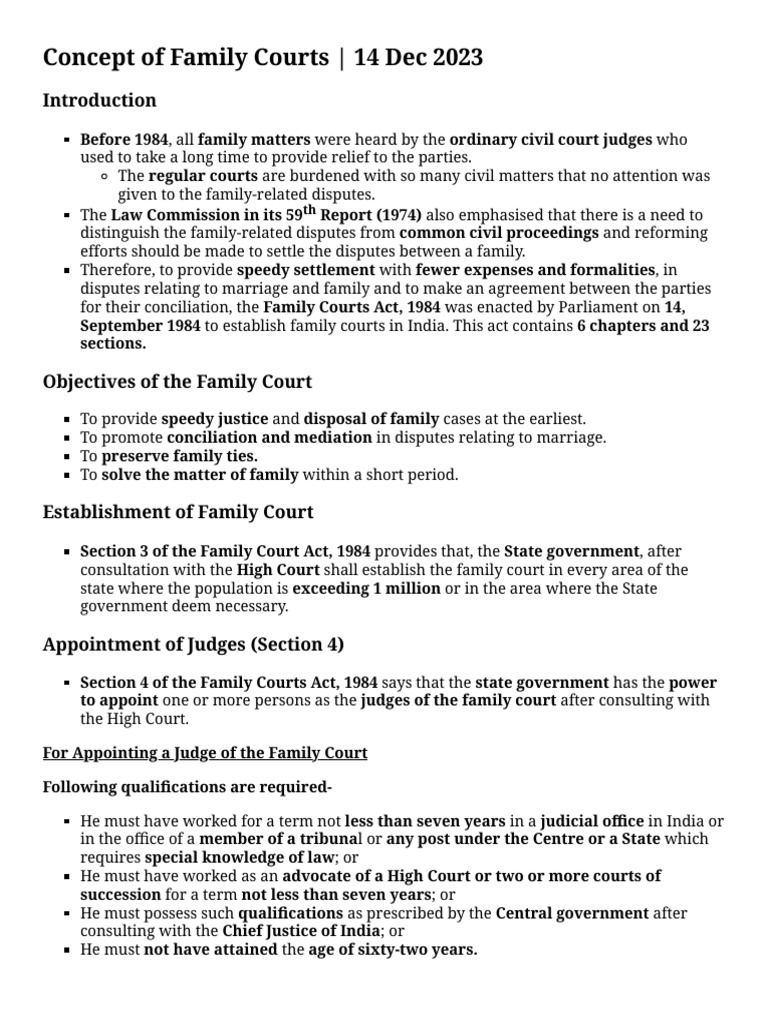 Family Courts Act 1984 Overview | PDF | Family Court | Jurisdiction