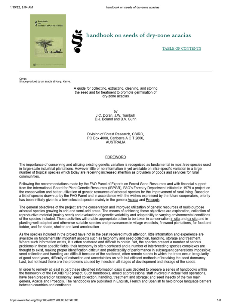 Handbook On Seeds of Dry-Zone Acacias | PDF | Flowers | Leaf
