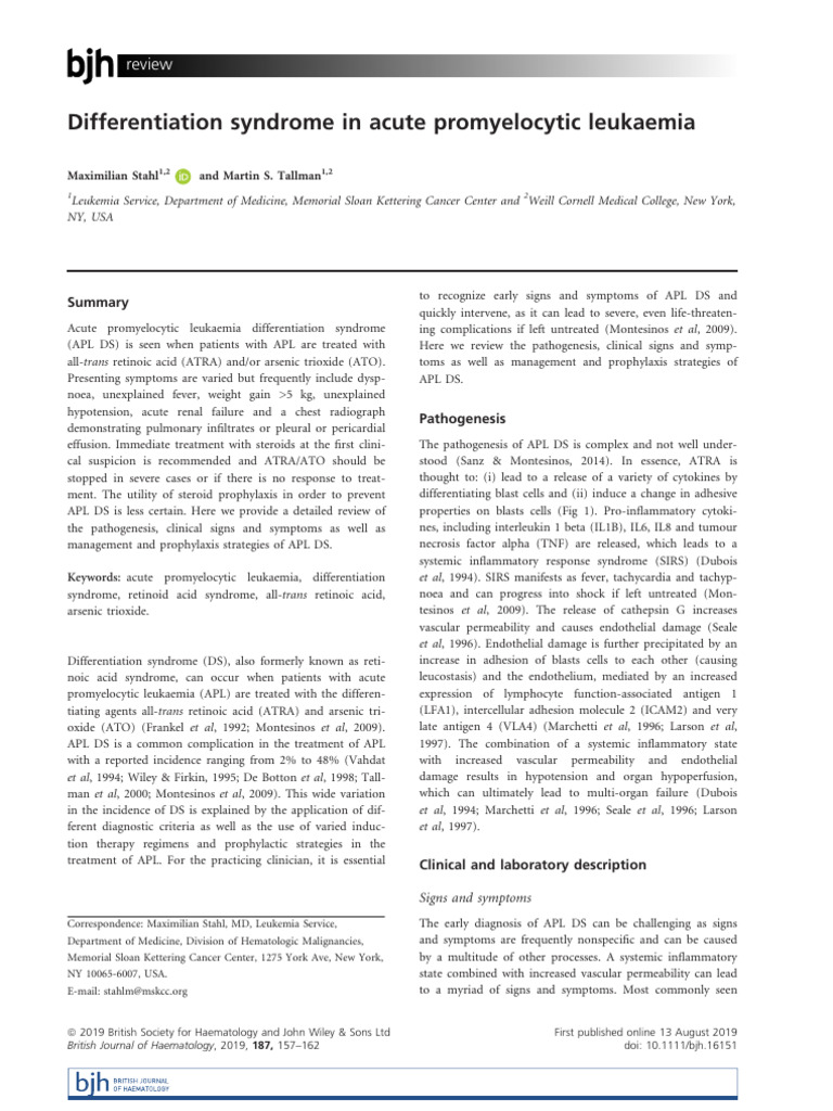 Differentiation Syndrome in Acute Promyelocytic Leukaemia | PDF | Medical Diagnosis | Clinical ...