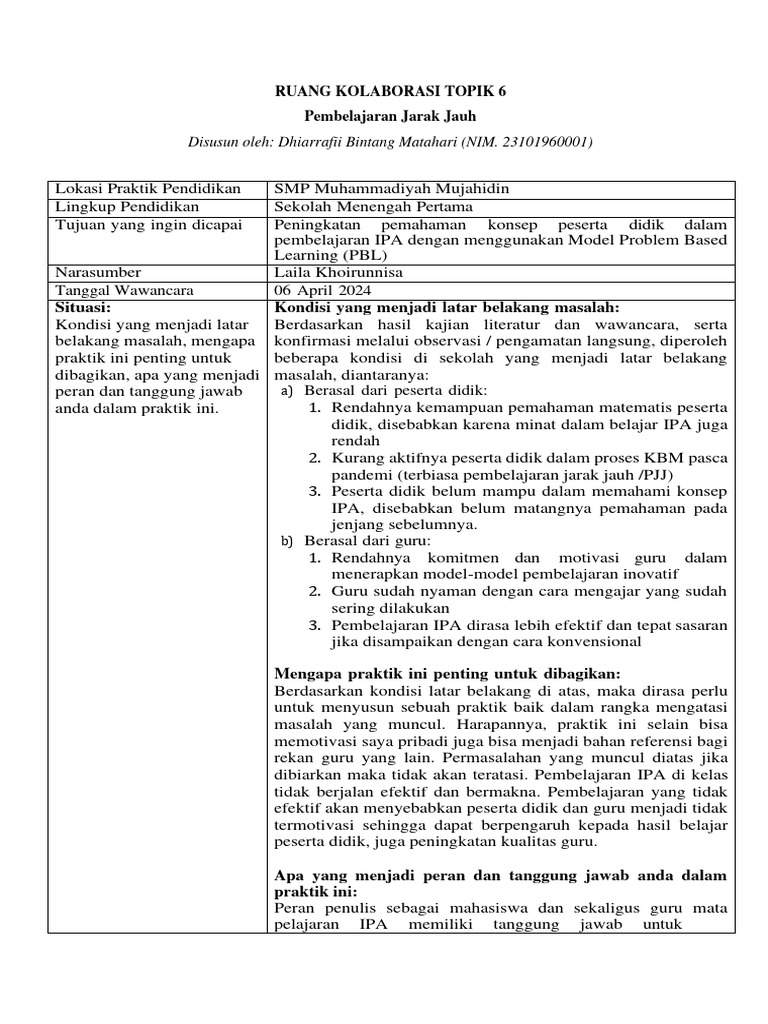 SEL.03.2-T6-6 Elaborasi Pemahaman - Pembelajaran Jarak Jauh | PDF | Karier & Perkembangan ...