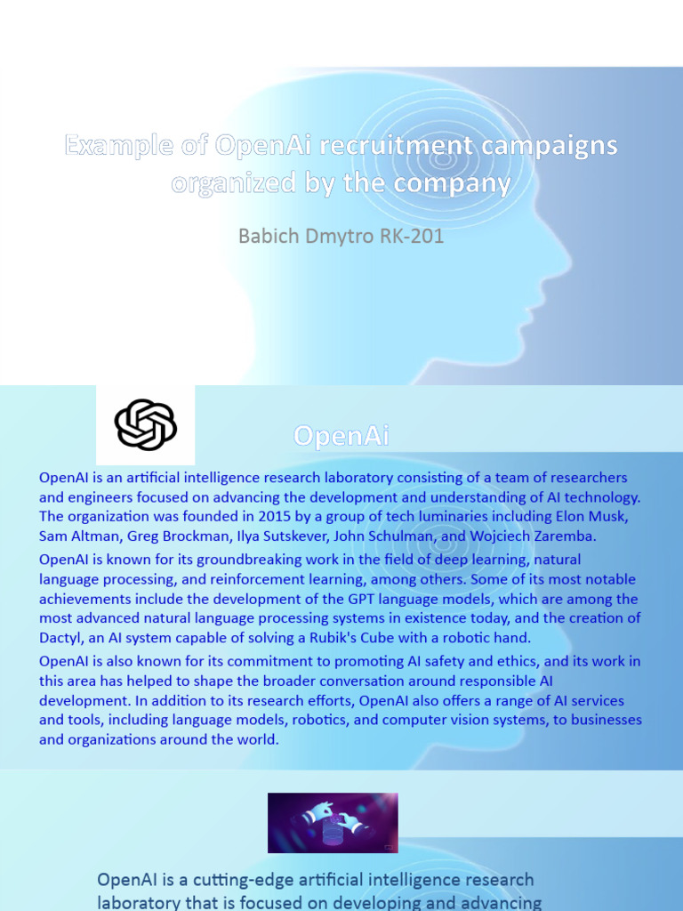 Example of OpenAi Recruitment Campaigns Organized by The Company Babich Dmytro RK-201 | PDF ...