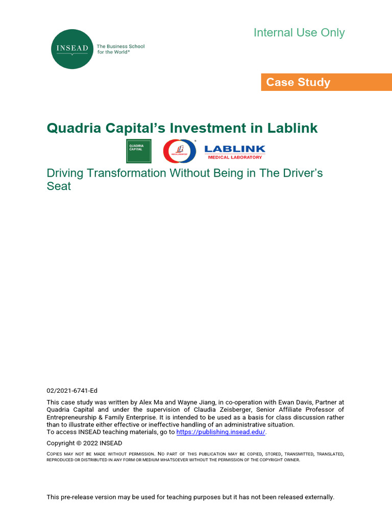 Quadria Capital's Investment in Lablink | PDF | Medical Laboratory | Health Care