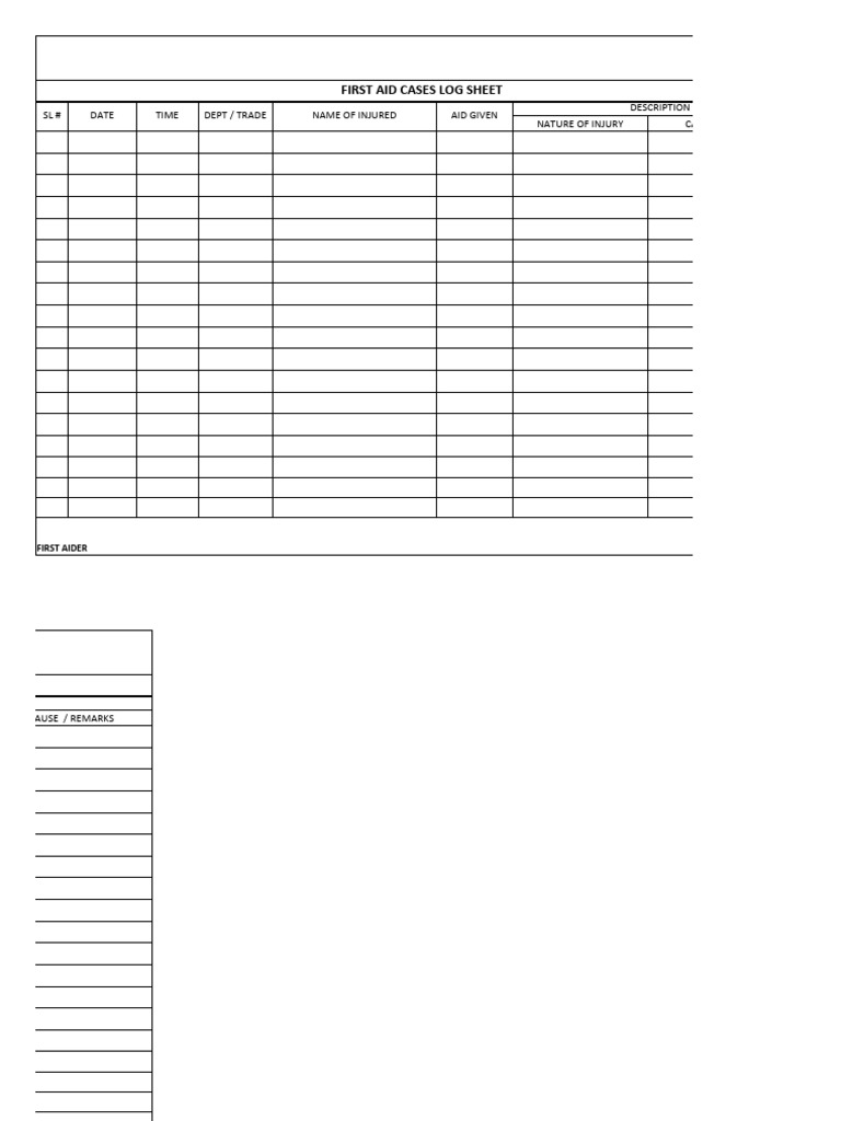 F-09-First Aid Log Sheet | PDF