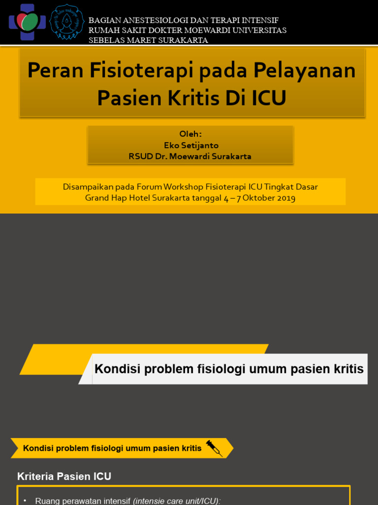 Dr. Eko - PPT Fisioterapi Icu | PDF | Pengembangan Diri | Sains & Matematika