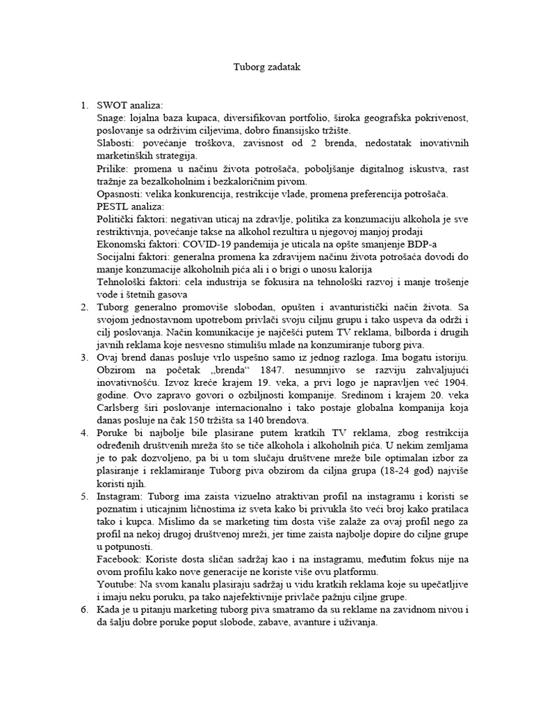 Tuborg Zadatak | PDF