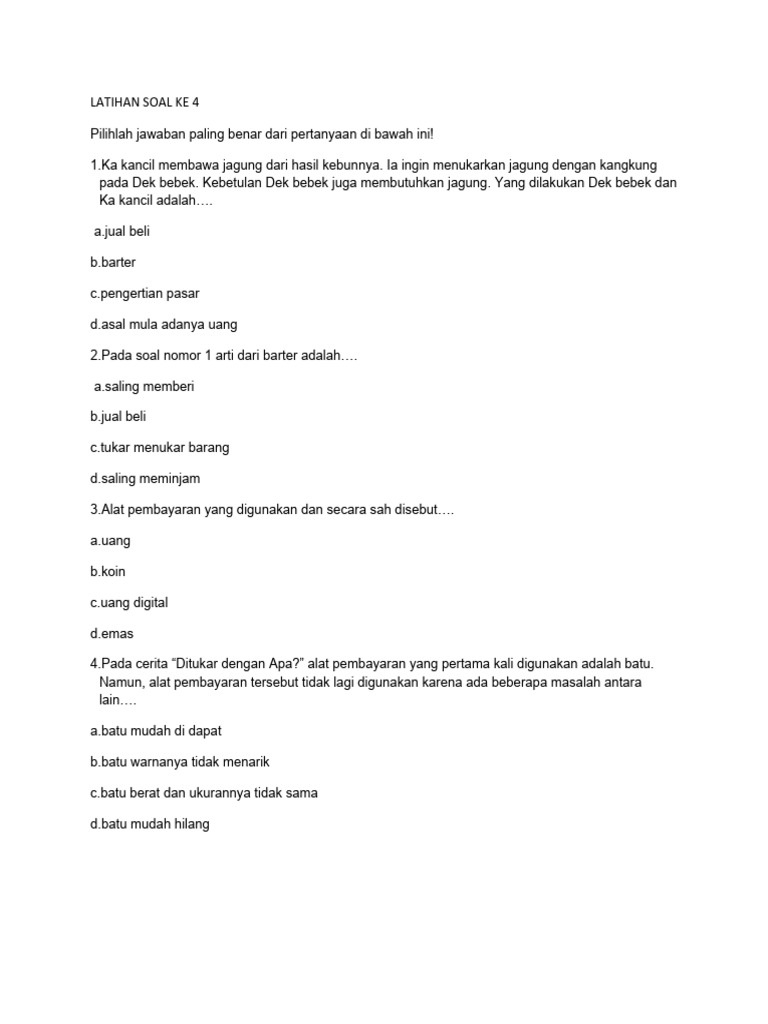 Latihan Soal Ke 4 | PDF | Kajian Bahasa Asing