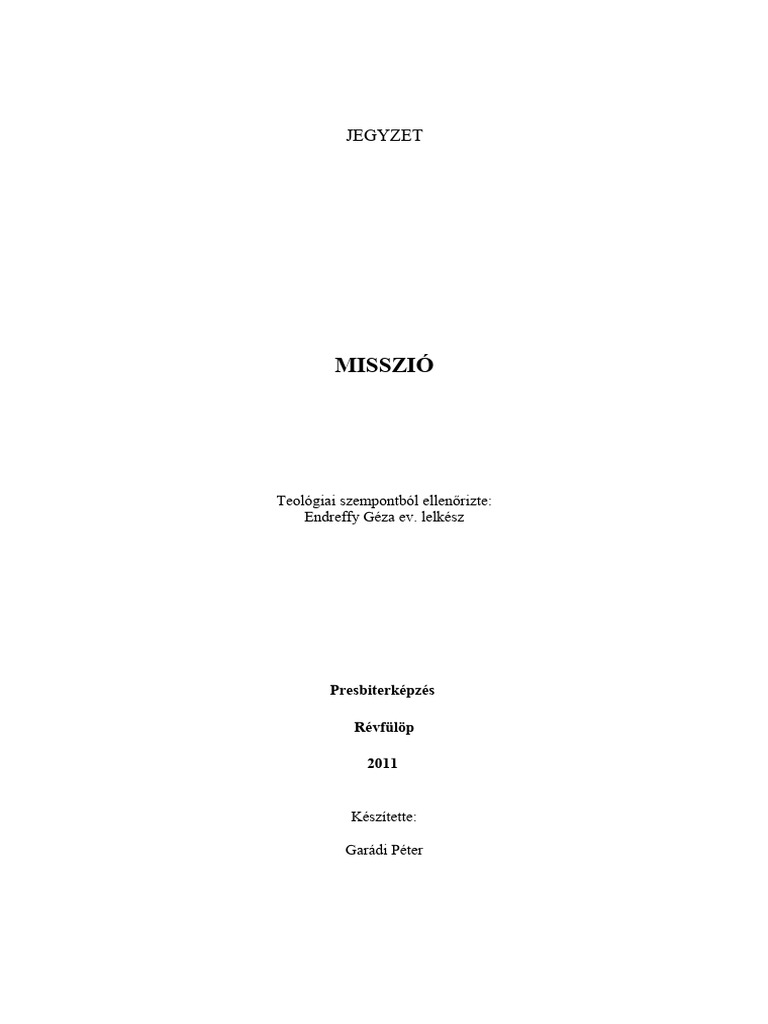 Misszio Garadi Peter | PDF Misszio Garadi Peter | PDF