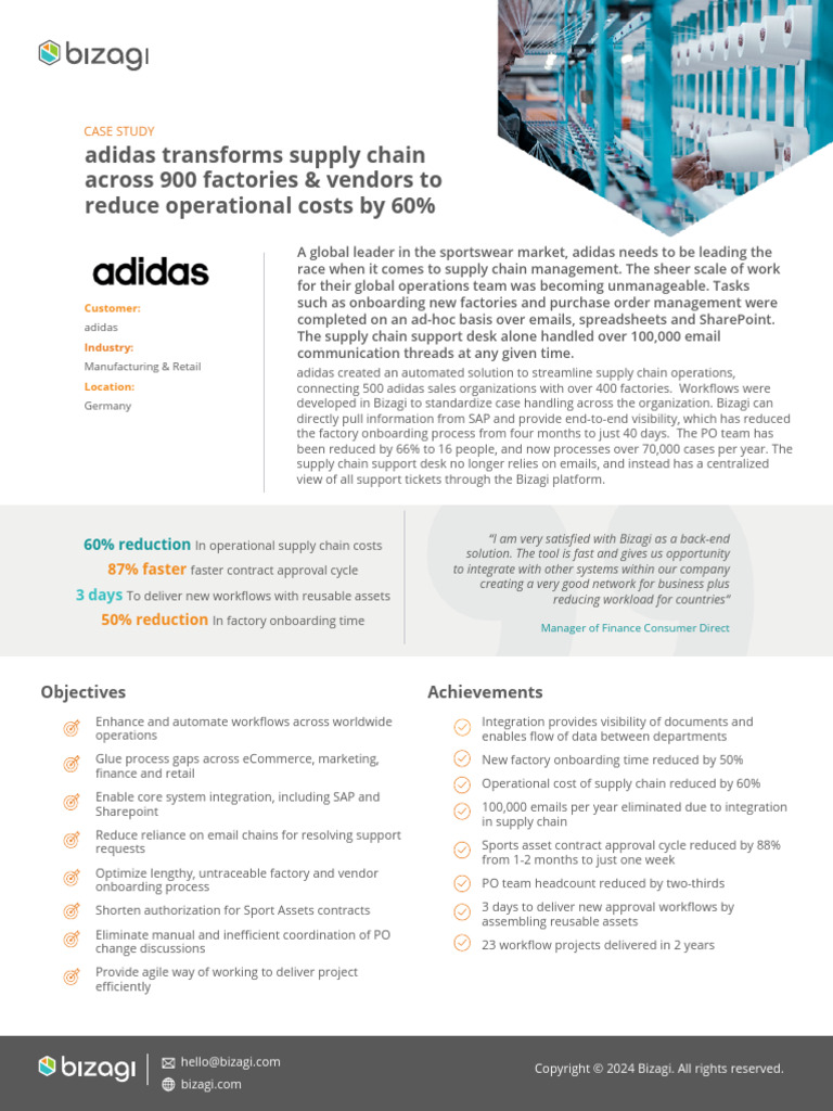 Adidas CaseStudy | PDF | Supply Chain | Automation