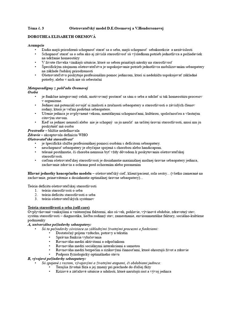 Téza - Oše Model D. E. Oremovej A V. Hendersonovej | PDF