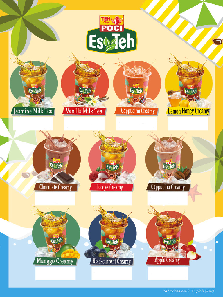 Menu Es Teh Poci - A4 Milk Tea | PDF