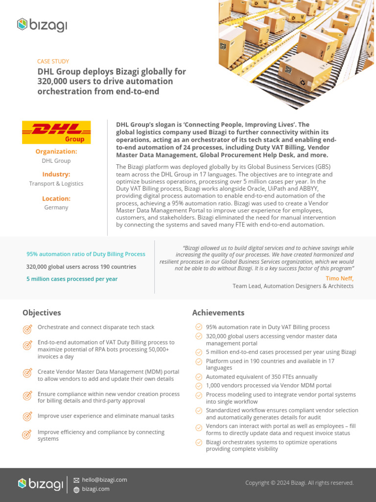 Bizagi Case Study DHL | Download Free PDF | Automation | Enterprise Resource Planning