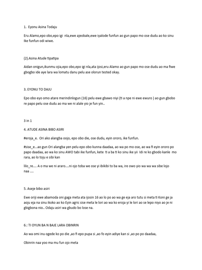 Asiri Ewe Todaju-1 | PDF