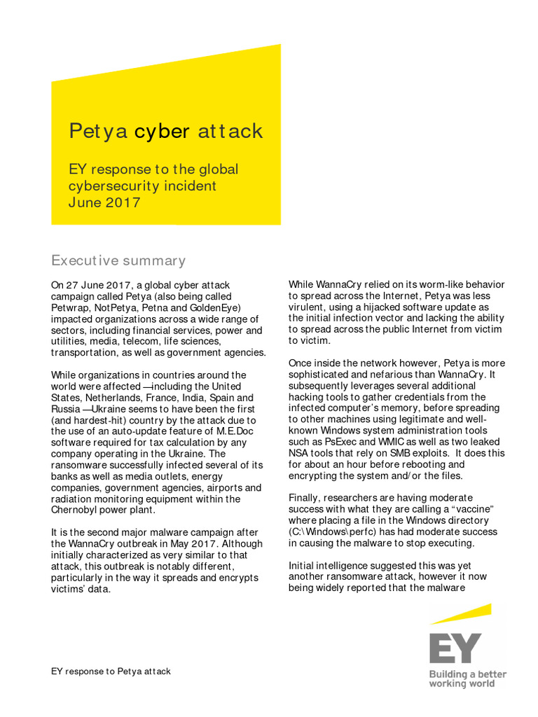 Ey Petya Cyber Attack | PDF | Security | Computer Security