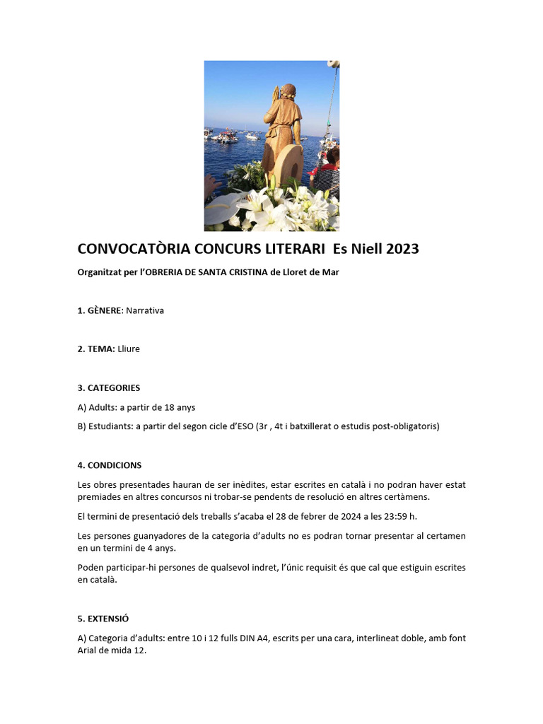 Bases Premi Literari Es Niell | PDF