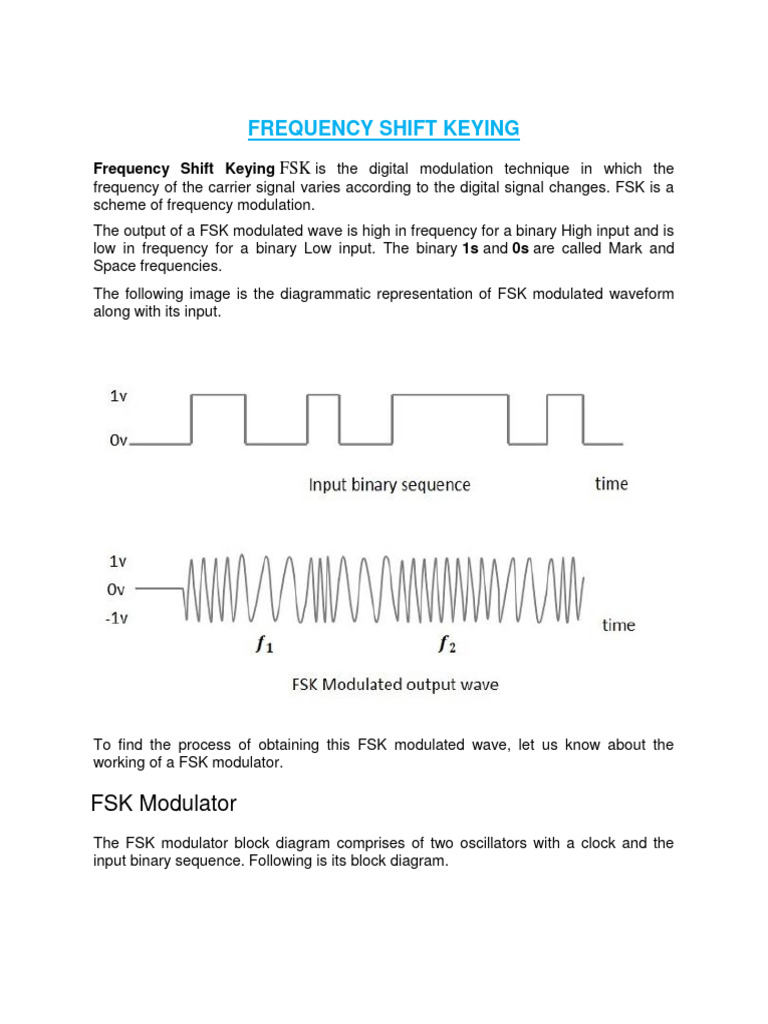 BE EE4 Sem-FreqShiftKeying-Neha Singh | PDF | Detector (Radio) | Modulation