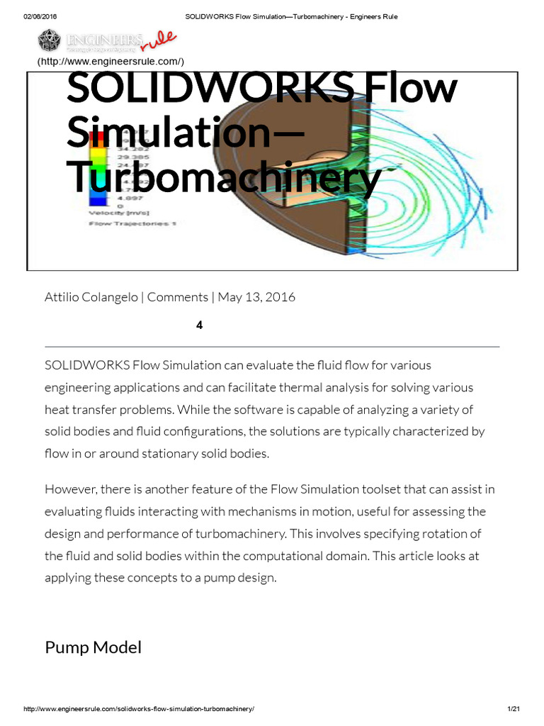 SOLIDWORKS Flow Simulation-Turbomachinery - Engineers Rule | PDF | Pump | Turbomachinery