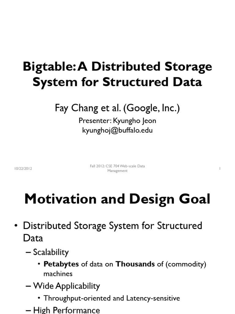 Bigtable: Scalable Data Storage System | PDF | Scalability | Software ...