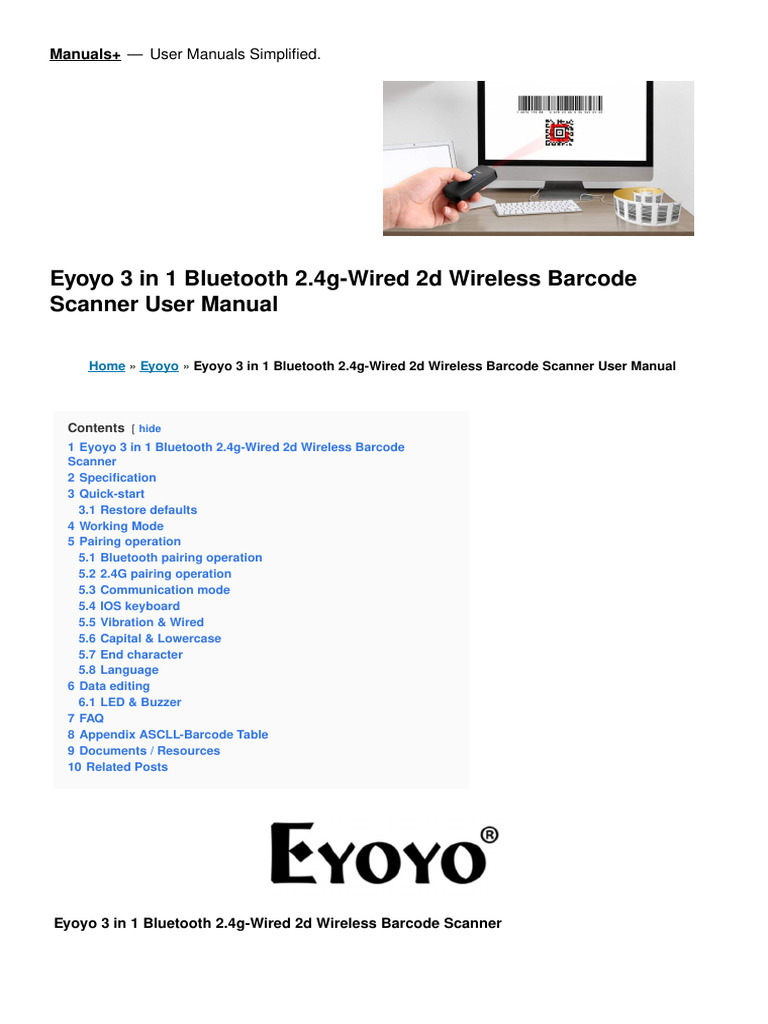 3 in 1 Bluetooth 2 4g Wired 2d Wireless Barcode Scanner Manual | PDF ...