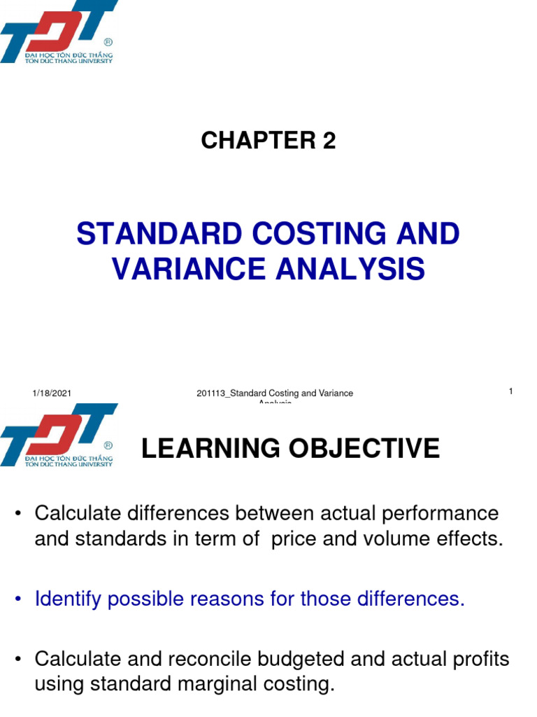 Chapter 2 - Standard Costing and Variance Analysis | PDF | Cost Accounting | Business Economics