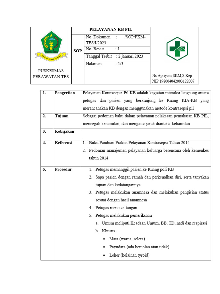 Pelayanan Kb Pil Pdf