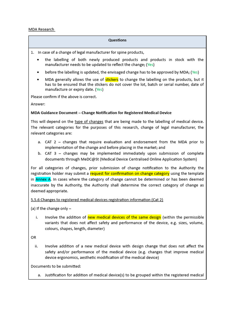 MDA Guidelines: Spine Product Label Changes | PDF | Medical Device ...