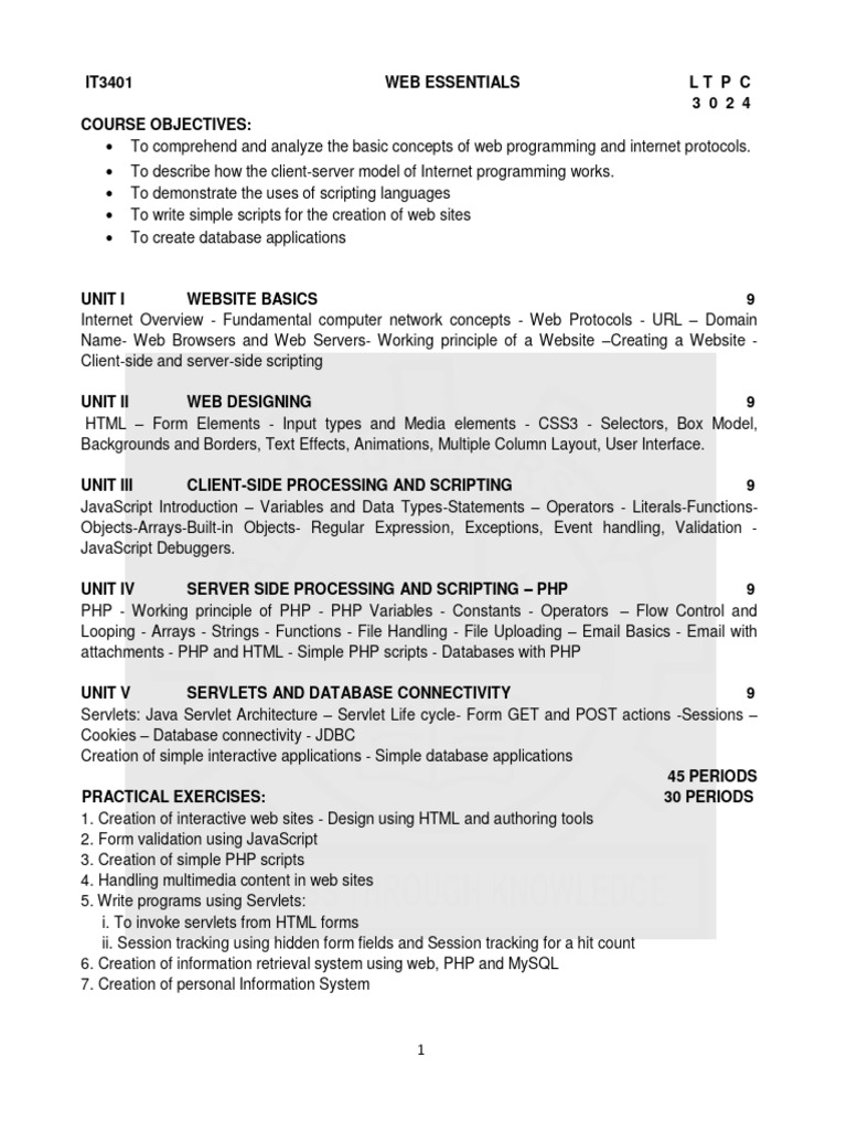 Syllabus | PDF | World Wide Web | Internet & Web Syllabus | PDF | World Wide Web | Internet & Web
