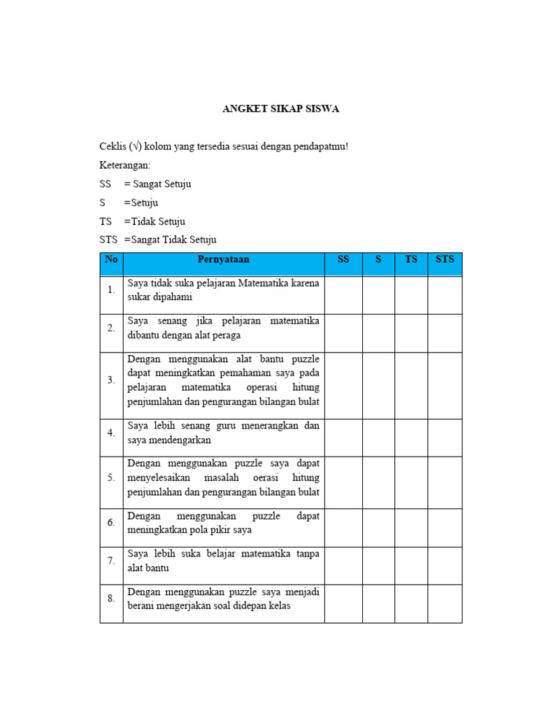 ANGKET SIKAP SISWA | PDF
