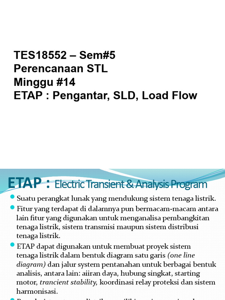 (Minggu 13) Simulasi Sistem Tenaga Listrik (ETAP) r3 | PDF | Teknologi ...