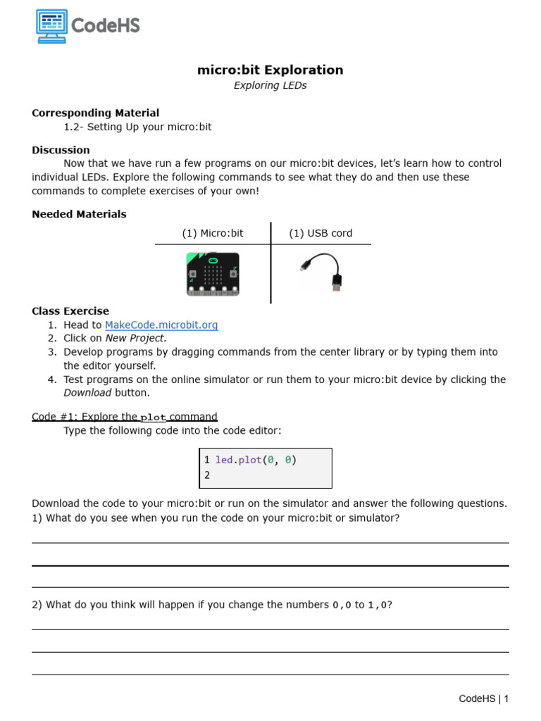 Exploration - Exploring LEDs (Student) (Physical Computing) (Micro ...