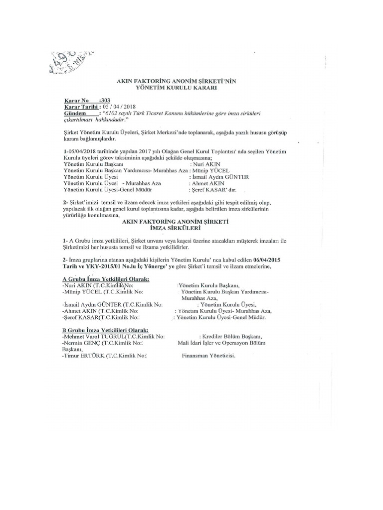 Imza Sirkuleri Karari | PDF