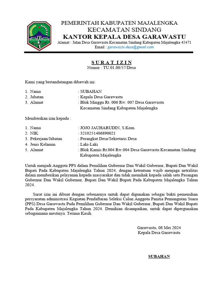 5-Contoh Surat Ijin Atasan | PDF