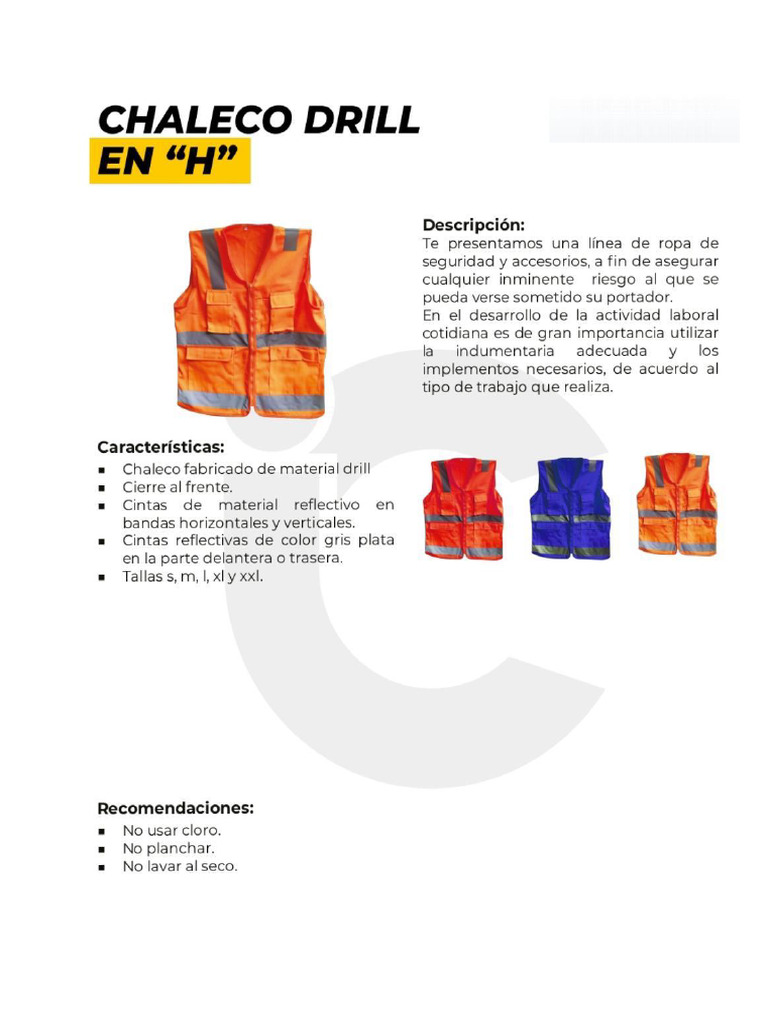 Ficha Chaleco Drill | PDF