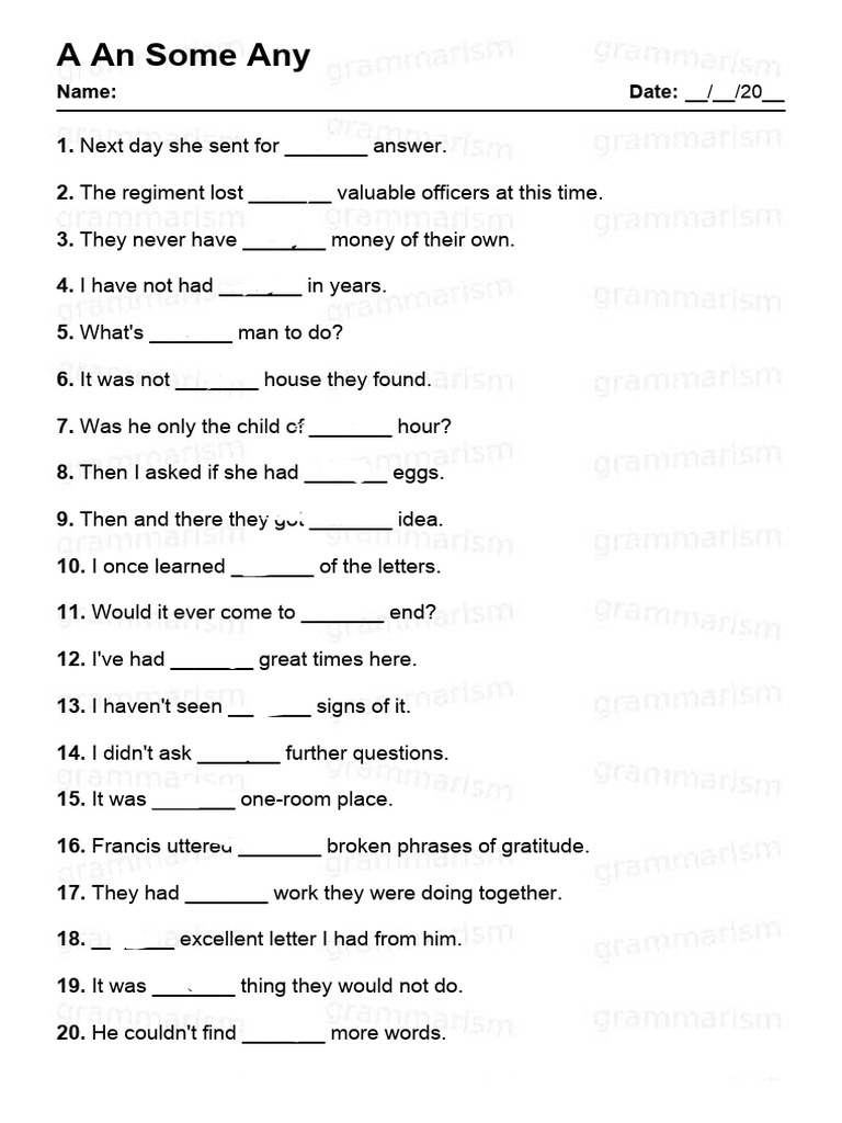 Grammarism A An Some Any Test 3 Solved 18429550 | PDF | Self-Improvement