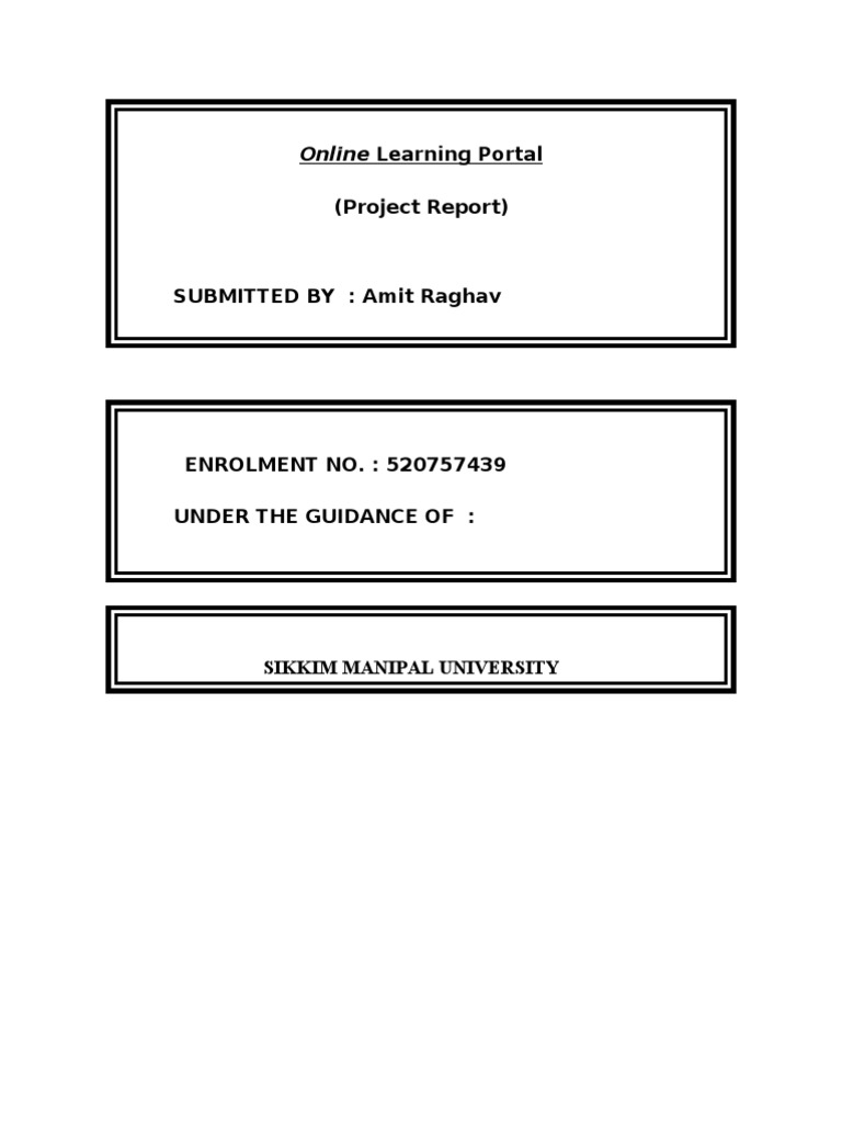 Online Learning Portal Project Report | PDF | Feasibility Study ...