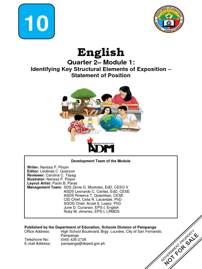 English 10 - Q2 - Module 1 - Identifying Key Structural Elements of Exposition Statement of ...