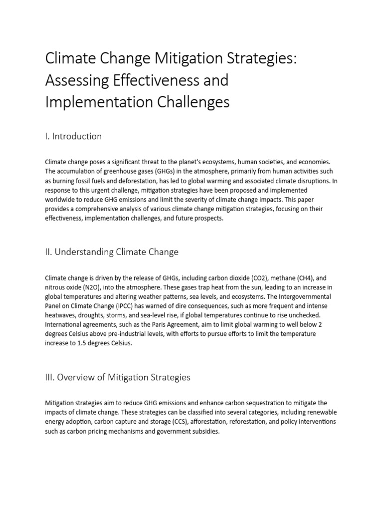 Climate Change Mitigation Strategies Overview | PDF | Climate Change ...