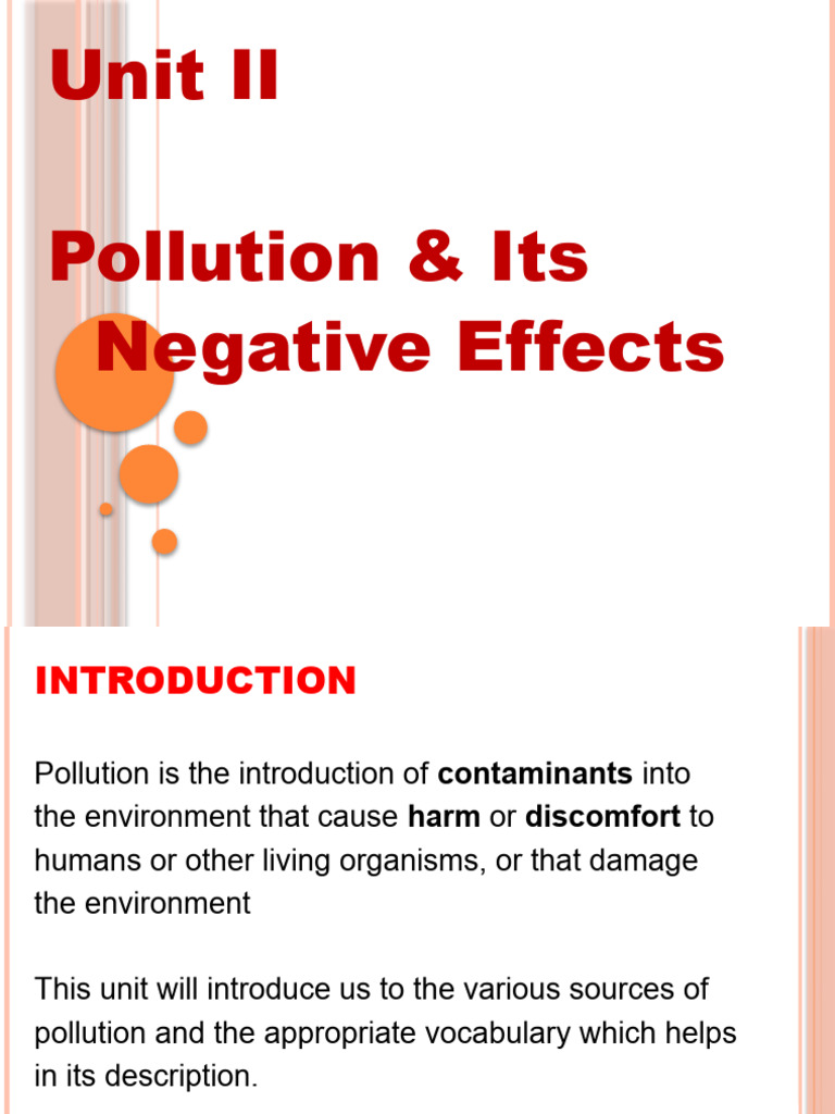 UNIT 2 - Pollution and Its Negative Effects | PDF