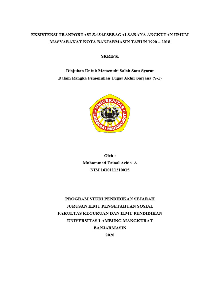 PROPOSAL SKRIPSI SEJARAH Muhammd Zainal Azkia .A | PDF | Perjalanan