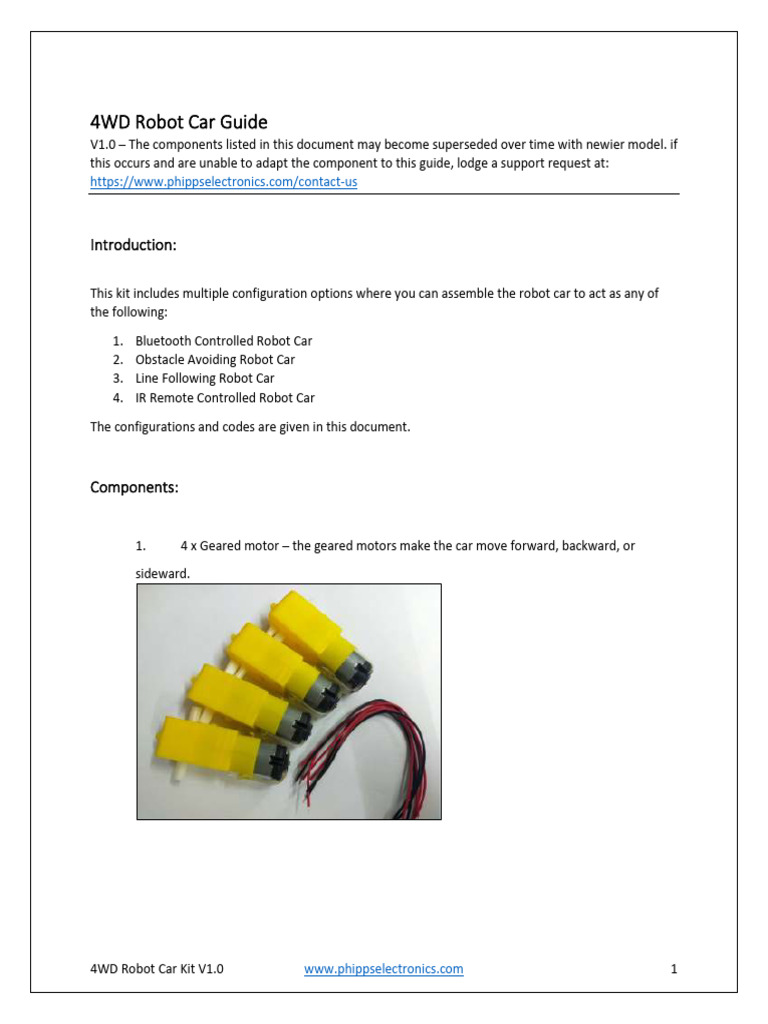 4WD_Robot_Car_Guide_V1.0 | PDF | Arduino | Remote Control