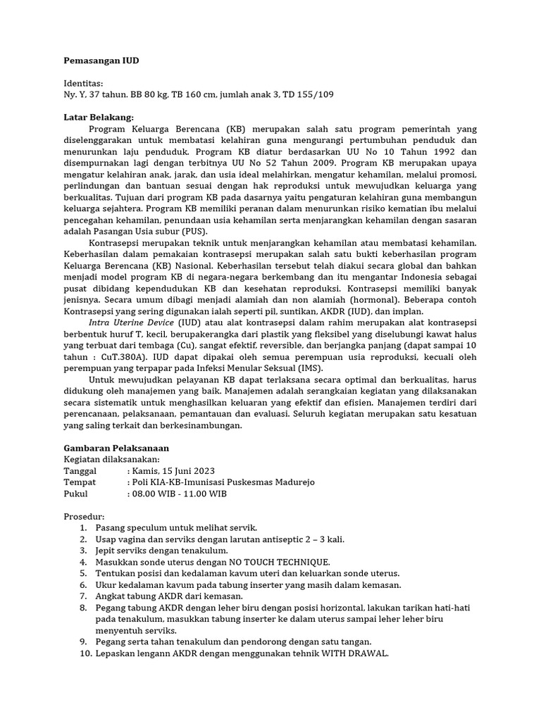 Pemasangan IUD | PDF