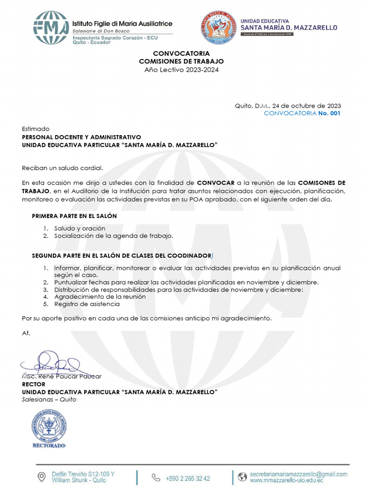 Convocatoria Comisiones 2023-2024 | PDF