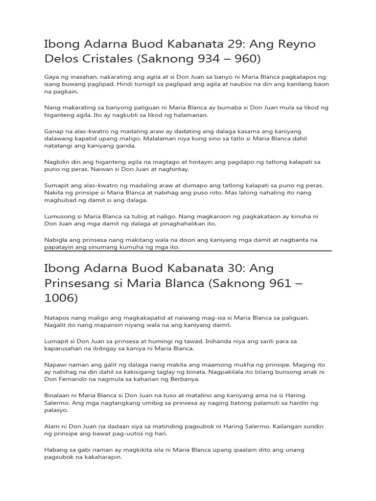 Ibong Adarna Kabanata 29 46 | PDF