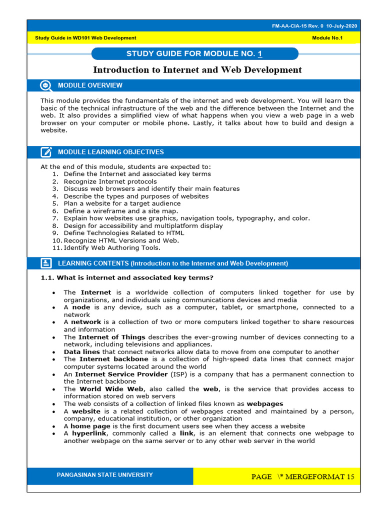 Module 01 Intro To Internet and Web | PDF | World Wide Web | Internet & Web