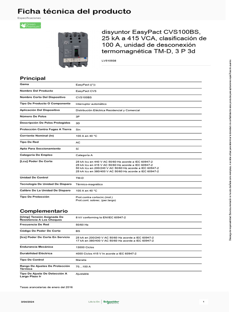 Schneider Electric - EasyPact-CVS - LV510938 | PDF | Ingenieria ...