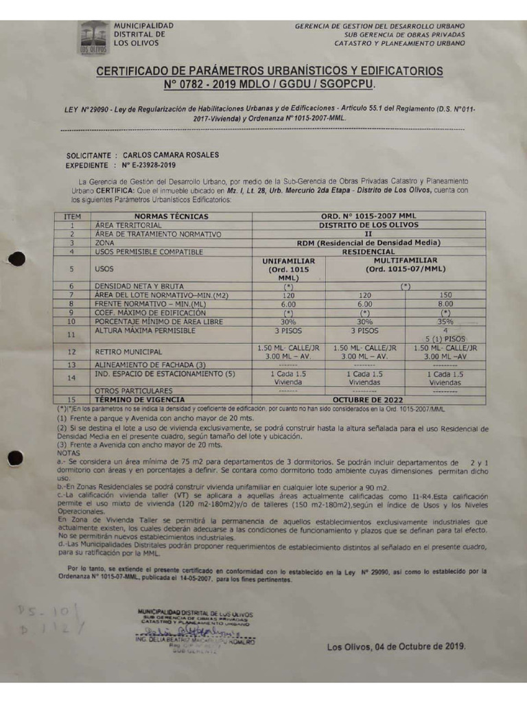 Certificado de Parametros | PDF