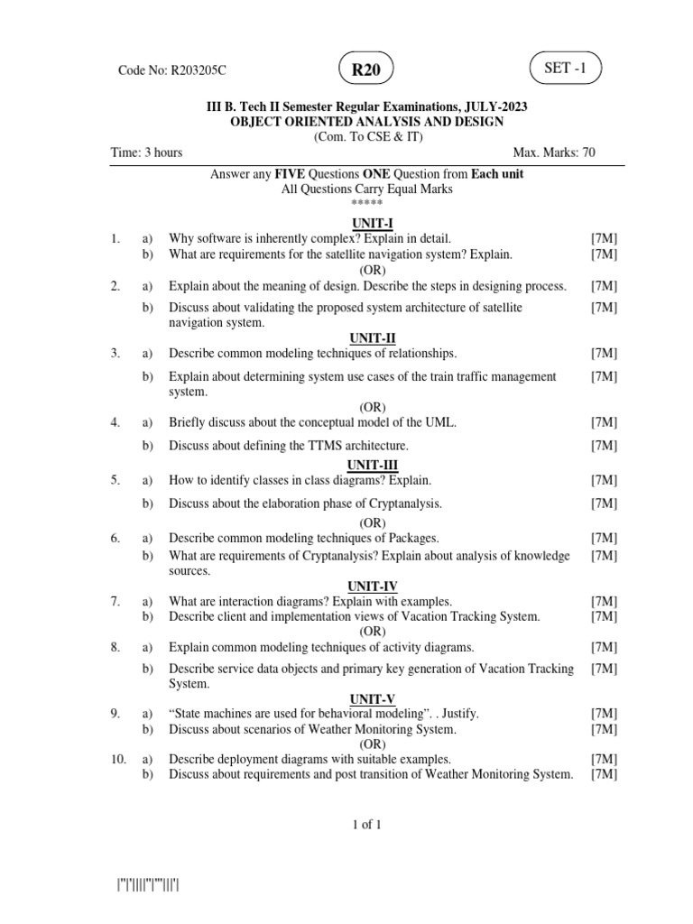 Object Oriented Analysis And Design July 2023 Pdf System Use Case